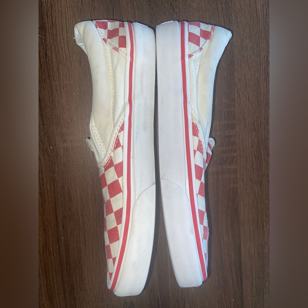 Vans Red White Checkered Slip On Canvas Shoes - Gem
